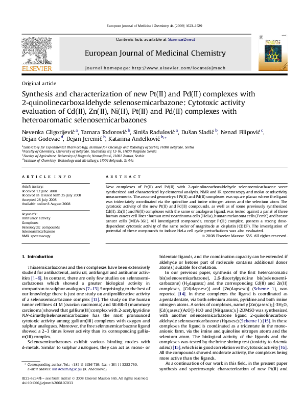 (PDF) Synthesis and characterization of new Pt(II) and Pd(II) complexes with 2 ...