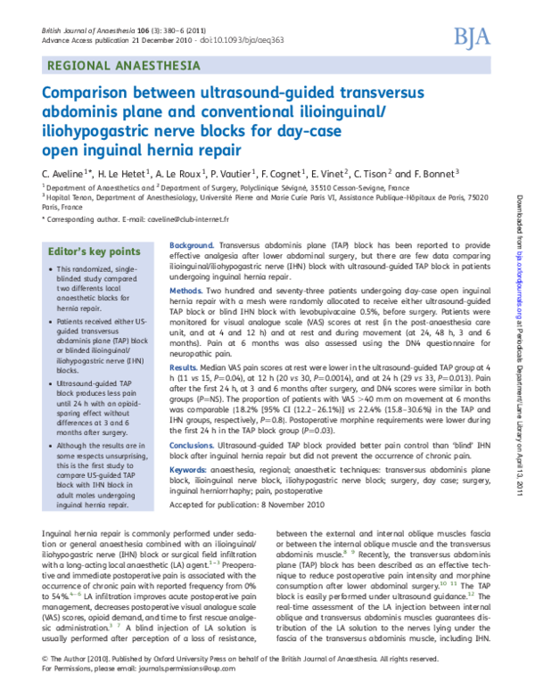 (PDF) Comparison between ultrasound-guided transversus abdominis plane and conventional ...