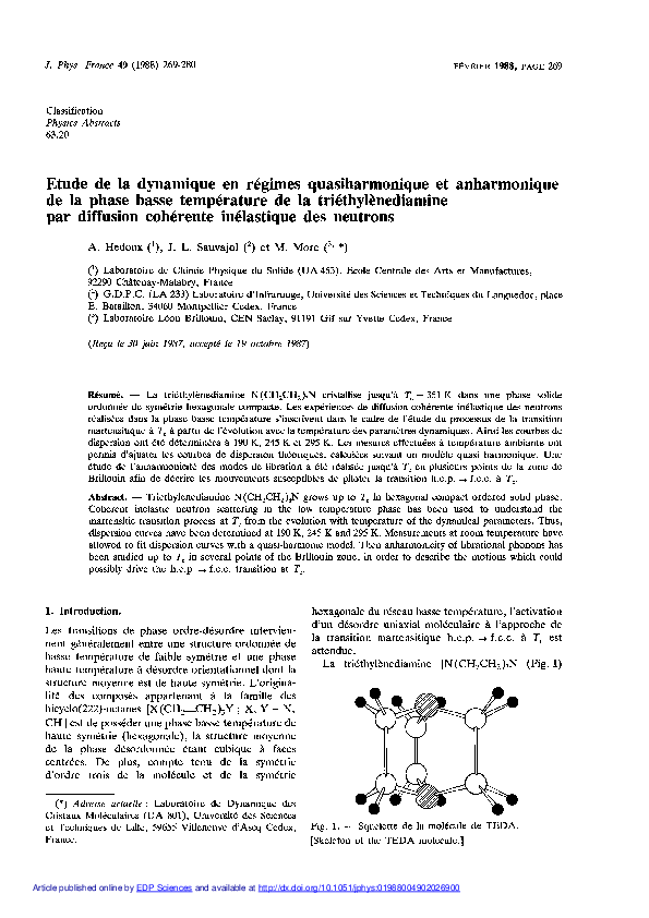 (PDF) Etude de la dynamique en régimes quasiharmonique et anharmonique ...