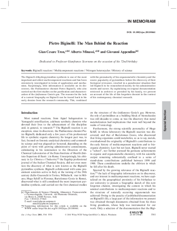 (PDF) Pietro Biginelli: The Man Behind the Reaction