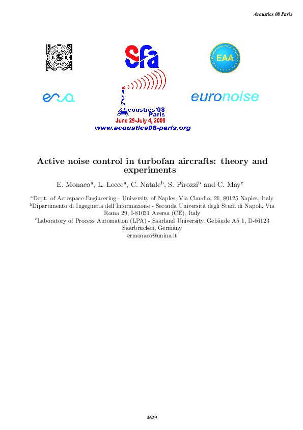 (PDF) Active noise control in turbofan aircrafts: theory and experiments