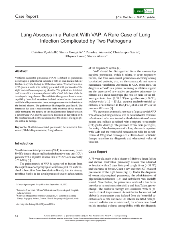 Lung Abscess in a Patient With VAP: A Rare Case of Lung Infection ...