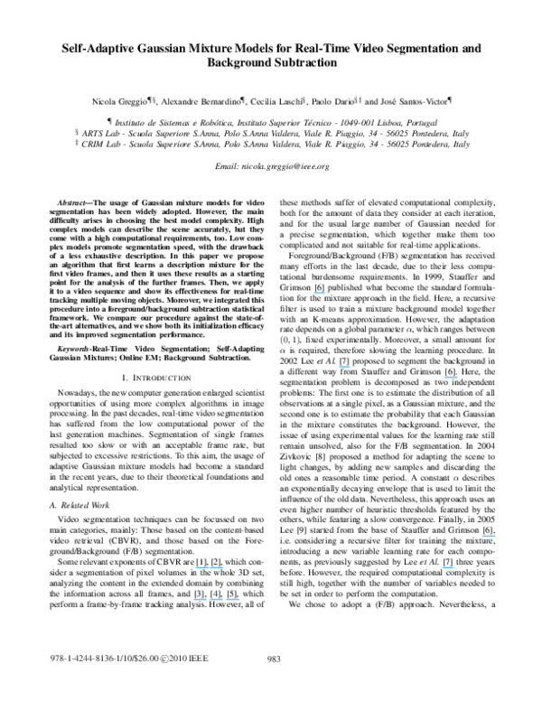 (PDF) Self-adaptive Gaussian mixture models for real-time video segmentation and background ...