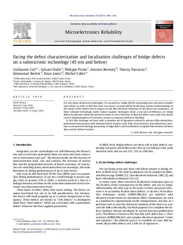 Pdf Facing The Defect Characterization And Localization Challenges Of Bridge Defects On A