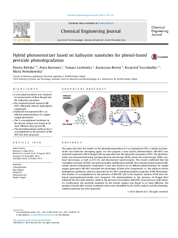 Hybrid photosensitizer based on halloysite nanotubes for phenol-based ...