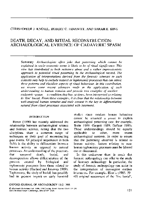 (PDF) DEATH, DECAY, AND RITUAL RECONSTRUCTION: ARCHAEOLOGICAL EVIDENCE ...