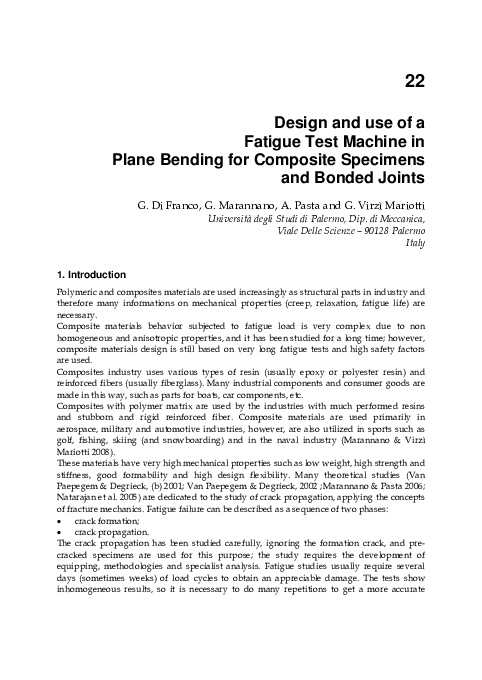 (PDF) Design and use of a Fatigue Test Machine in Plane Bending for ...