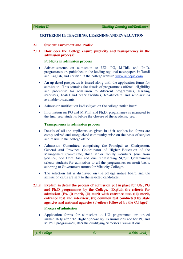 (PDF) CRITERION II: TEACHING-LEARNING AND EVALUATION