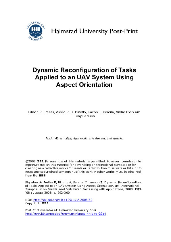 Pdf Dynamic Reconfiguration Of Tasks Applied To An Uav System Using Aspect Orientation
