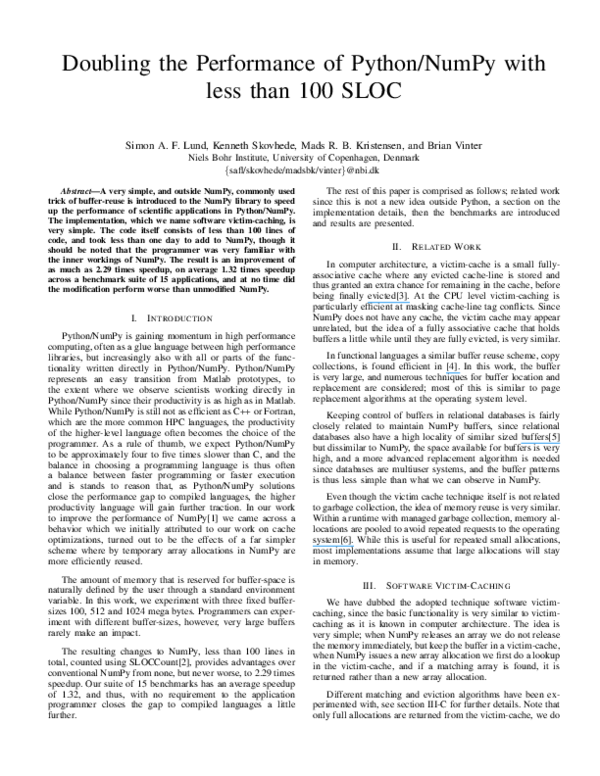 Pdf Doubling The Performance Of Pythonnumpy With Less Than 100 Sloc