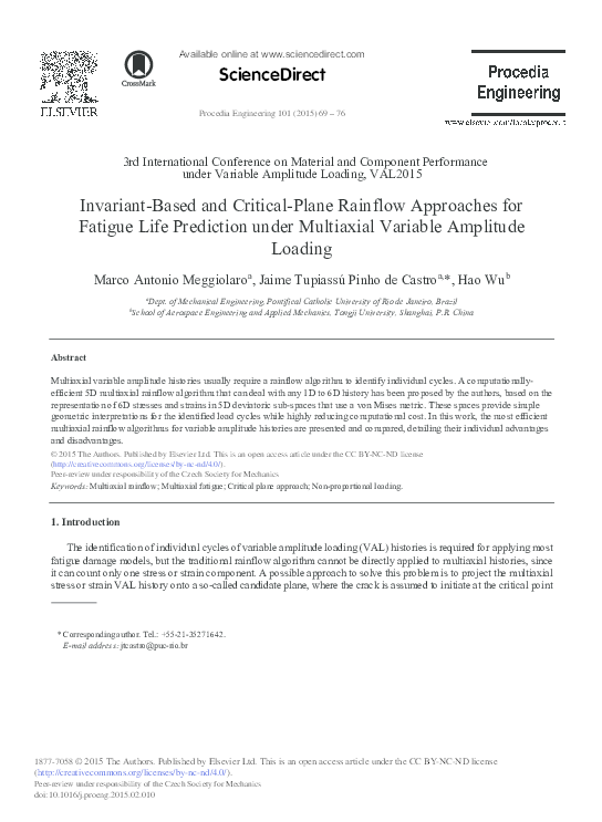 (PDF) Invariant-based and Critical-plane Rainflow Approaches for Fatigue Life Prediction Under ...