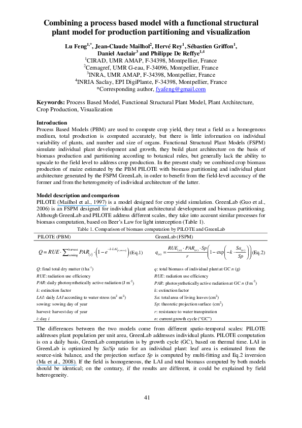 (PDF) 2010-09 - Combining a process based model with a functional ...