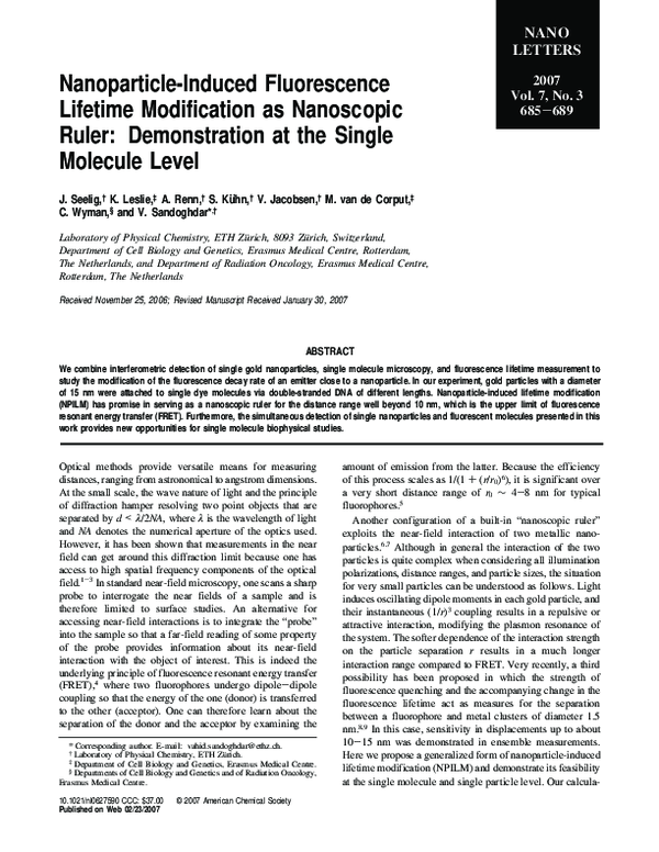 (PDF) Nanoparticle-Induced Fluorescence Lifetime Modification as ...