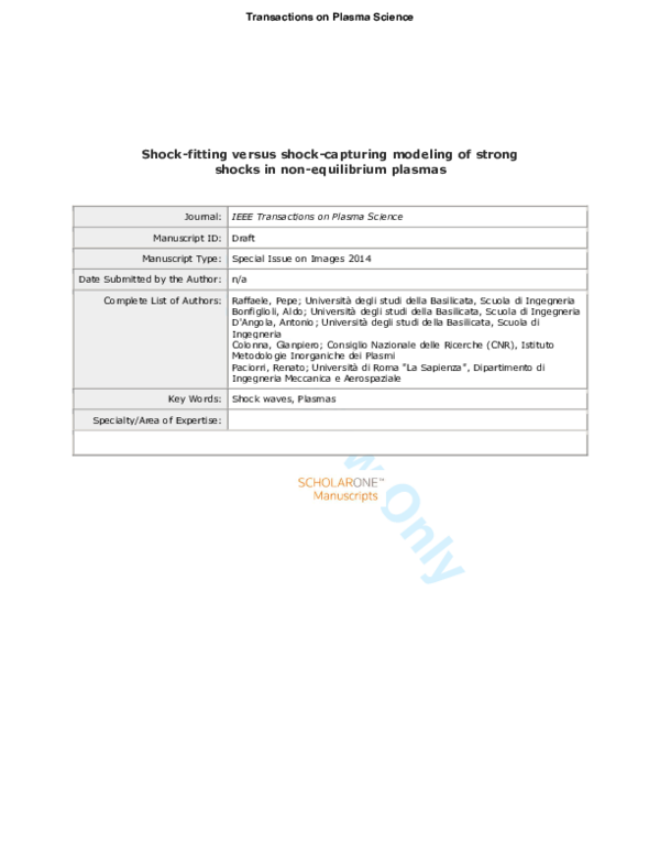 (PDF) Shock-fitting versus shock-capturing modeling of strong shocks in ...