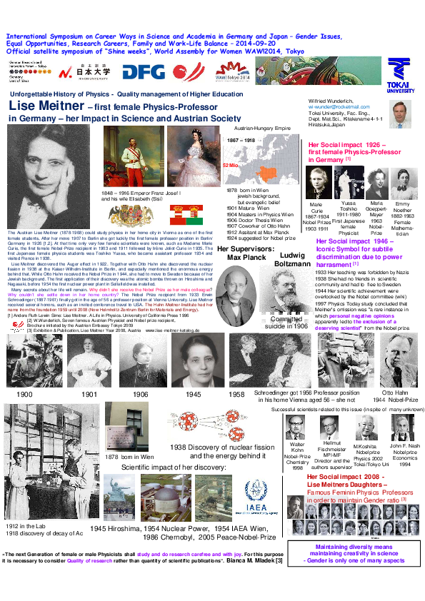 (PDF) Lise Meitner – first female Physics-Professor in Germany – her ...