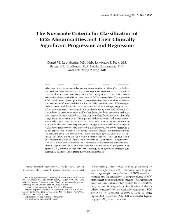 (PDF) The novacode criteria for classification of ECG abnormalities and their clinically ...