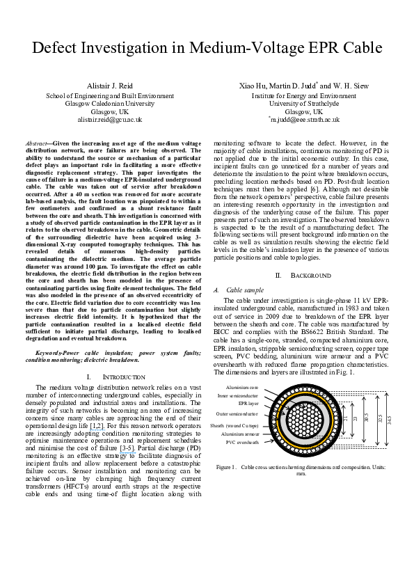 (PDF) Defect investigation in medium-voltage EPR cable