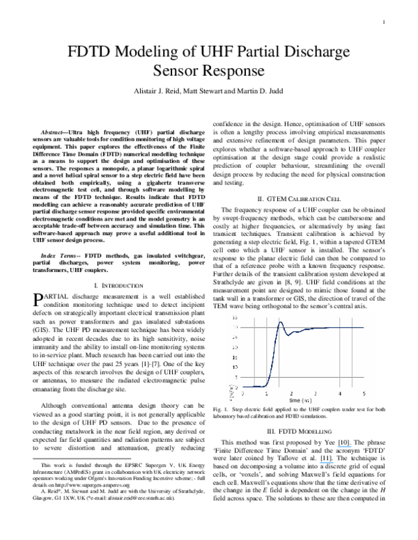 (PDF) FDTD modeling of UHF partial discharge sensor response