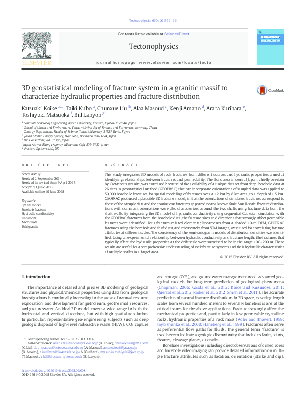 (PDF) 3D Geostatistical Modeling of Fracture System in a Granitic Massif to Characterize ...