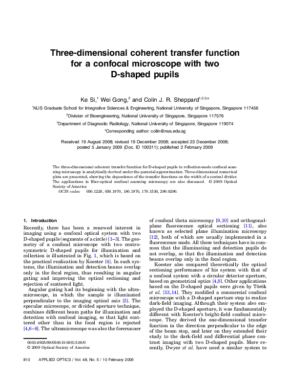 (PDF) Three-dimensional coherent transfer function for a confocal ...