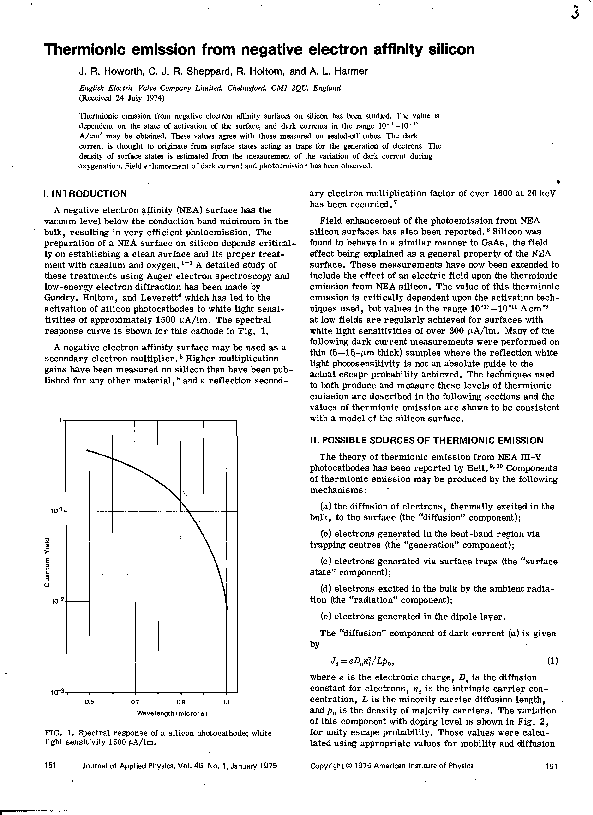 (PDF) Thermionic emission from negative electron affinity silicon