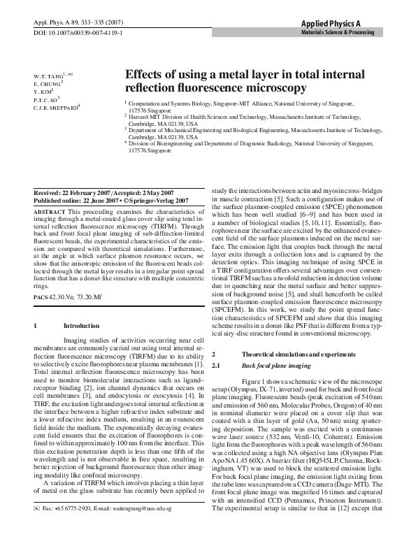 (PDF) Effects of using a metal layer in total internal reflection ...