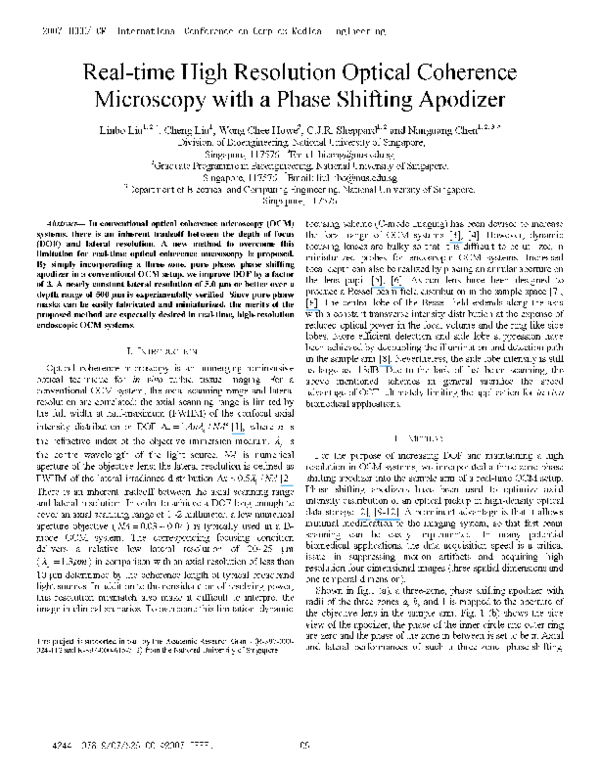 (PDF) Real-time High Resolution Optical Coherence Microscopy with a ...
