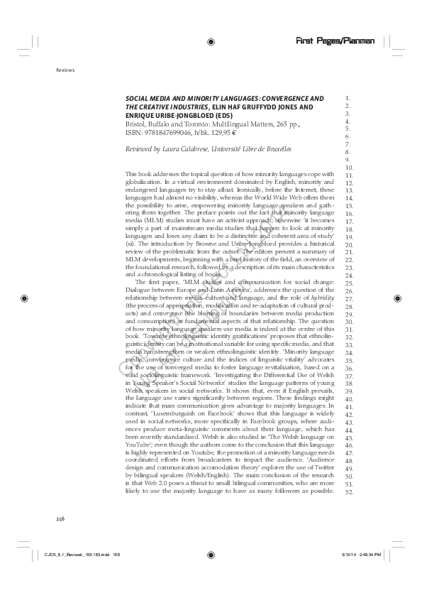 (PDF) Social Media and Minority Languages: Convergence and the Creative ...