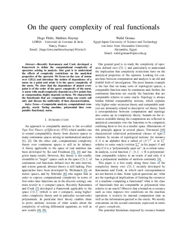 (PDF) On the Query Complexity of Real Functionals | Walid Gomaa - Academia.edu