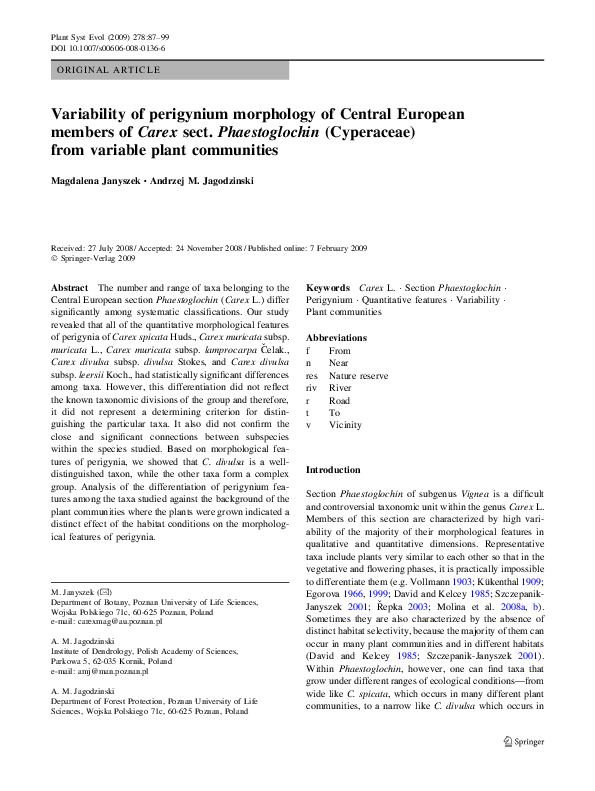 (PDF) Variability of perigynium morphology of Central European members ...