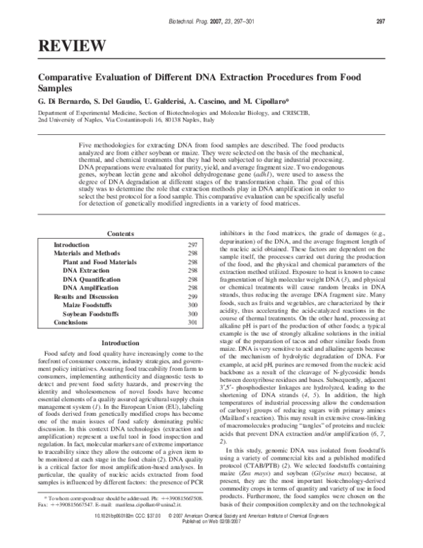 (PDF) Comparative Evaluation of Different DNA Extraction Procedures ...