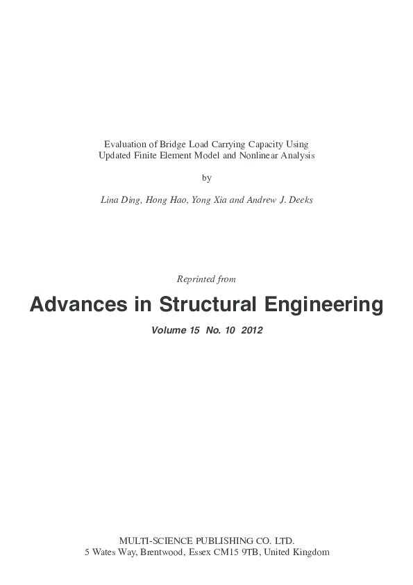 (PDF) Evaluation of Bridge Load Carrying Capacity Using Updated Finite Element Model and ...