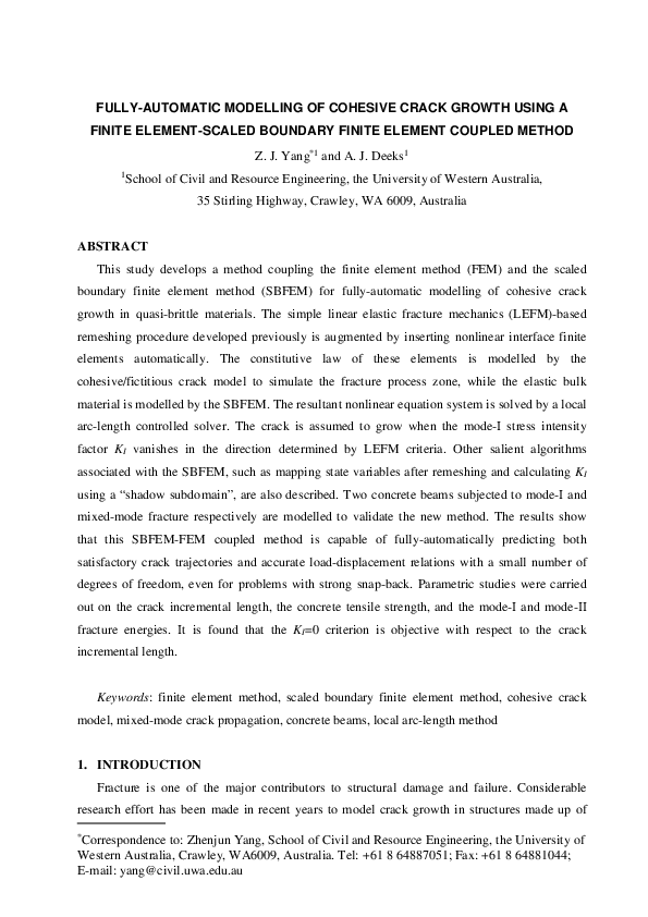 (PDF) Fully-automatic modelling of cohesive crack growth using a finite ...