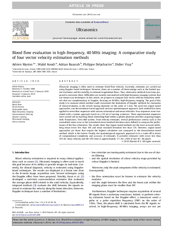 (PDF) Blood flow evaluation in high-frequency, 40MHz imaging: A ...