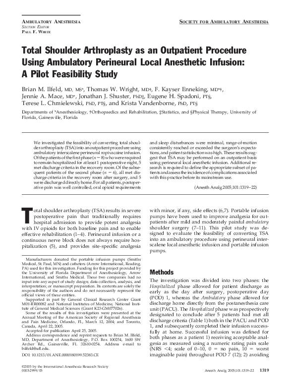 (PDF) Total Shoulder Arthroplasty as an Outpatient Procedure Using ...
