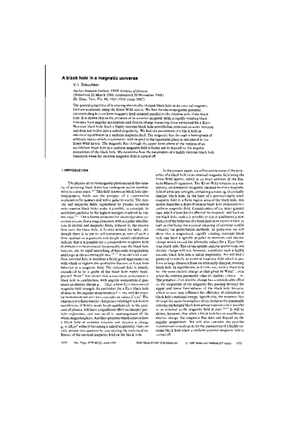(PDF) A black hole in a magnetic universe
