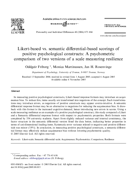 (PDF) Likert-based vs. semantic differential-based scorings of positive ...