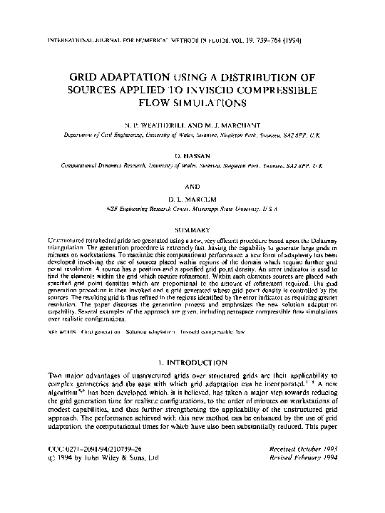 (PDF) Grid adaptation using a distribution of sources applied to inviscid compressible flow ...
