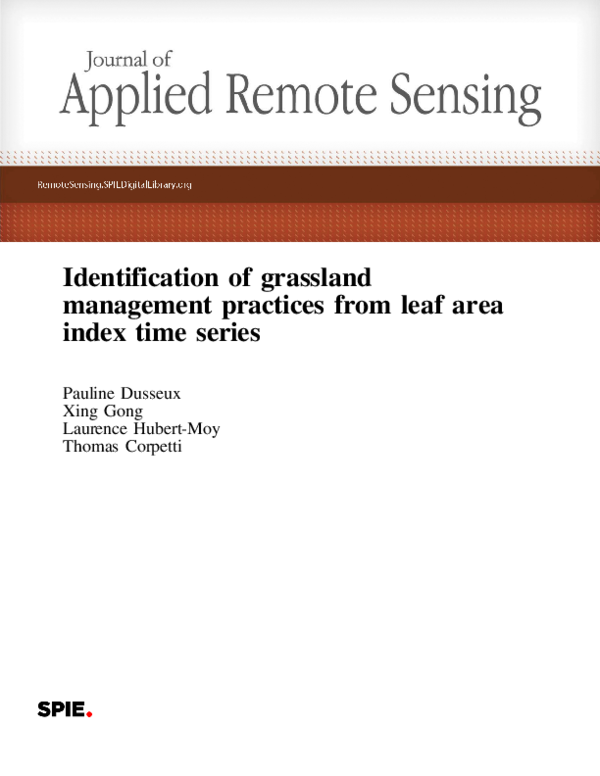 Pdf Identification Of Grassland Management Practices From Leaf Area Index Time Series