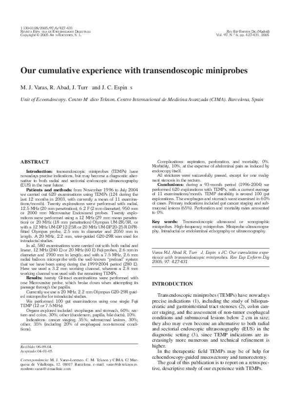 (PDF) Our cumulative experience with transendoscopic miniprobes