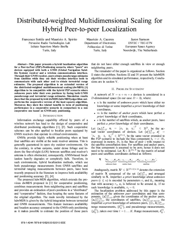 Pdf Distributed Weighted Multidimensional Scaling For Node