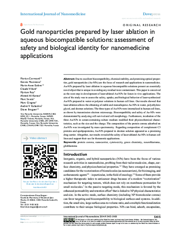 (PDF) Gold nanoparticles prepared by laser ablation in aqueous ...