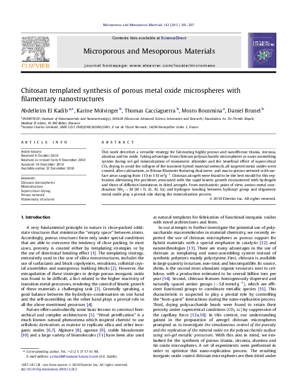 (PDF) Chitosan templated synthesis of porous metal oxide microspheres ...