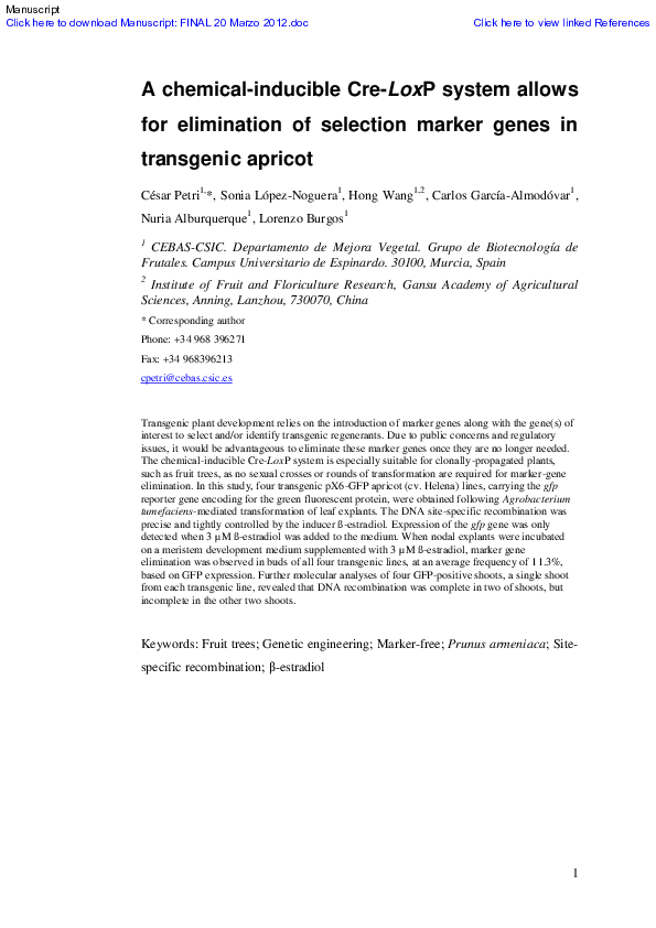(PDF) A chemical-inducible Cre-LoxP system allows for elimination of ...
