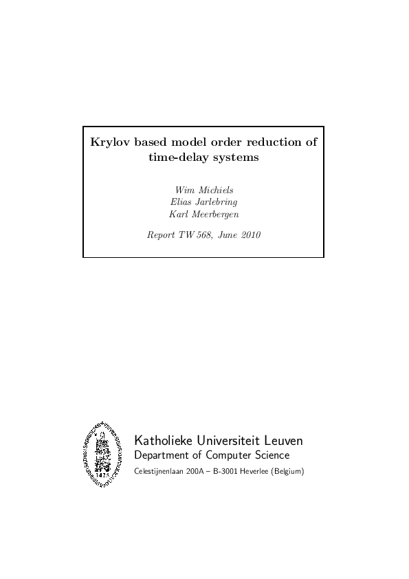 Pdf Krylov Based Model Order Reduction Of Time Delay Systems