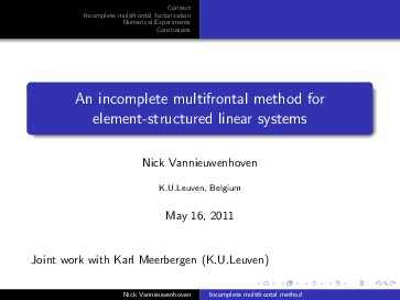 (PDF) An incomplete multifrontal method for element-structured linear systems