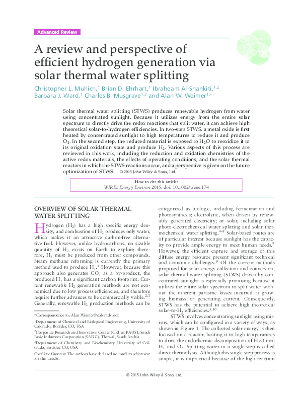 (PDF) A review and perspective of efficient hydrogen generation via ...