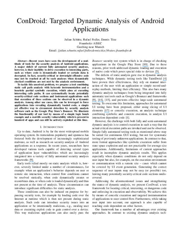 Pdf Condroid Targeted Dynamic Analysis Of Android Applications 0318