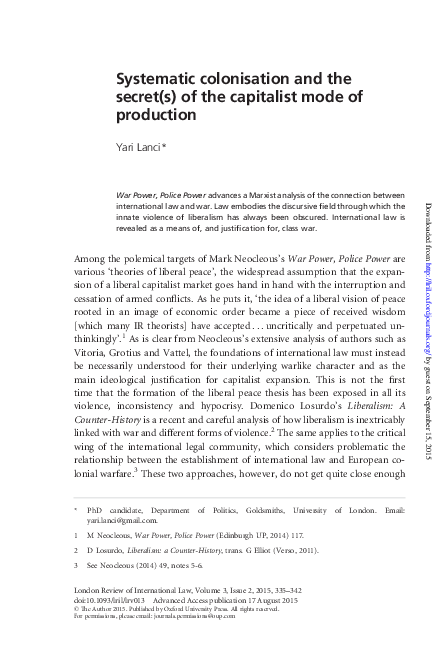 (PDF) 'Systematic Colonisation and the Secret(s) of the Capitalist Mode ...