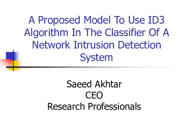 Pdf A Proposed Model To Use Id3 Algorithm In An Ids 4899